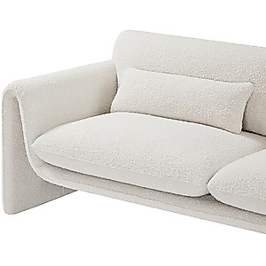 Meridian Furniture 198Cream-L Stylus Collection Modern | Contemporary Boucle Fabric Upholstered Loveseat with Rich Cream Boucle Fabric, Curved Arms, 64" W x 38" D x 31" H, Cream