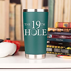 JENVIO Gifts for Golfers | The 19th Hole | Stainless Steel Travel Tumbler with 2 Lids 2 Straws Gift Box and Card | Unique Cool Funny Valentines Golf Stocking Stuffers Husband Dad Stuff Cup