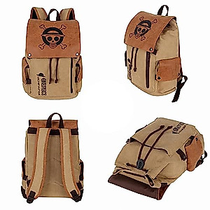 TOBVQOO Anime Backpack One Piece Luffy Canvas Travel Bag Daypack Laptop Bagpacks (Yellow)