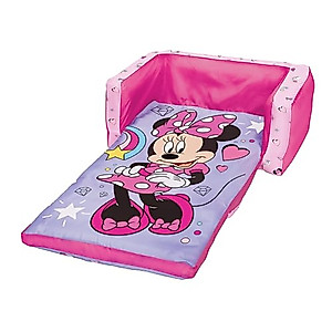 Minnie Mouse Kids Sofa Bed, Children 2-in-1 Flip Open Inflatable Comfy Couch to Lounger, Toddler Nap Mat, Over 4ft Long