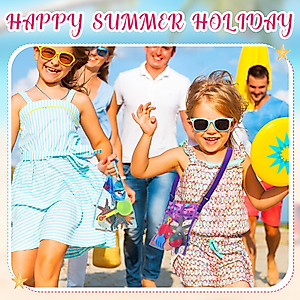 Saintrygo 30 Set Mesh Beach Bag Bulk Colorful Seashell Collecting Shell Bag Adjustable Carrying Strap for Kids (Cute Style)