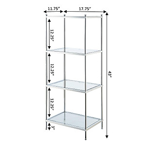 Convenience Concepts Royal Crest 4 Tier Tower, Chrome / Glass
