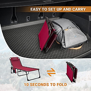 KingCamp Adjustable 5-Position Heavy Duty Folding Chaise Lounge Chair with Pillow Pocket, Portable Great for Outdoor Patio Lawn Beach Pool Sunbathing, Supports 264lbs（2 Pack）