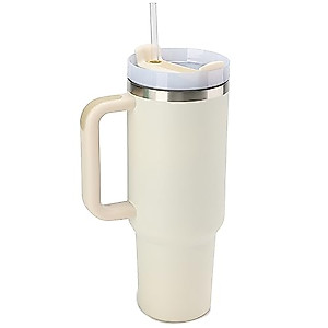 New Version 40oz Stainless Steel Vacuum Insulated Tumbler with Lid and Straw for Water, Smoothie and More, Iced Tea or Coffee (Cream)