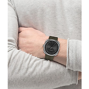 HUGO #Shrill Men's Quartz Stainless Steel Case and Leather Calfskin Strap Watch, Color: Green (Model: 1530307)