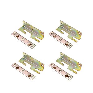 Sydien 4Sets Galvanized Iron Invisible Bed Connectors Non-Mortise Bed Rail Brackets