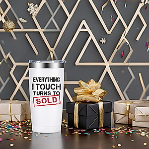 WOELIVE Realtor Gifts - Closing Gifts for Realtors - Everything I Touch Turns To Sold - Real Estate Agent Gifts for Women Men - Cool real estate agent supplies -20oz Insulated Stainless Steel Tumbler