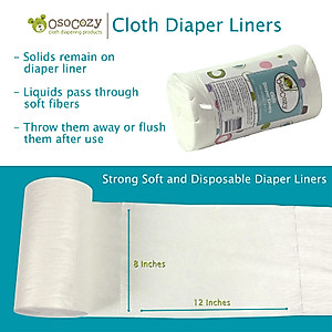 OsoCozy Flushable Diaper Liners 3 Pack - Makes Cloth Diapering Laundering Easier - Super Soft and Gentle on Baby’s Skin -100 Sheets per roll -3 Rolls.