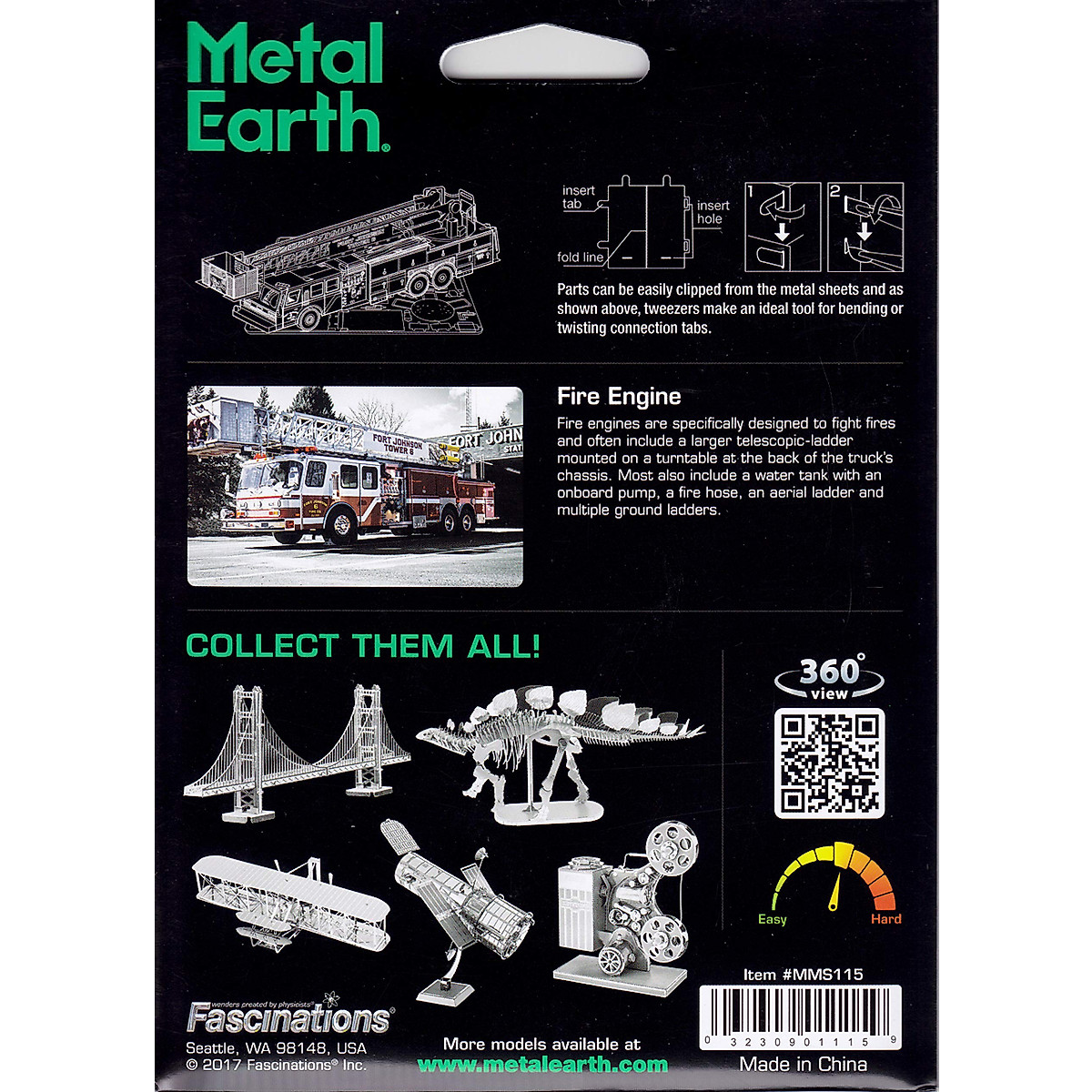 Metal Earth Fire Engine Truck 3D Metal Model Kit Fascinations