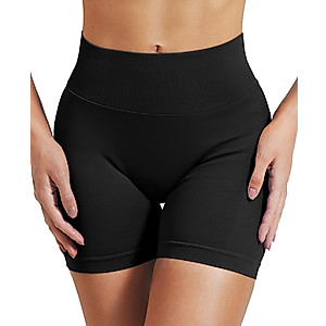 VOYJOY Women Workout Impact Shorts 3.6"/ 4.5"/ 6" Scrunch Butt Lifting Gym Shorts Seamless Booty Biker Shorts Black