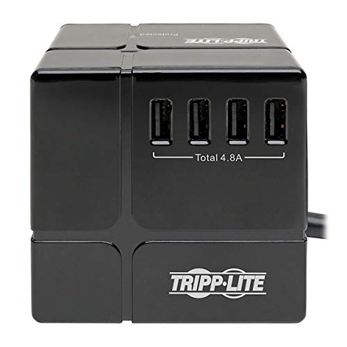 Tripp Lite 3 Outlet Surge Protector with USB, Detachable Wall Outlet Surge Protector, 6 USB Ports, 6 ft. Cord, 540 Joules, Black, TLP366CUBEUSBB