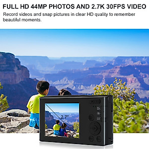 Acuvar 44MP Compact Point & Shoot Digital Camera, 16X Digital Zoom, 2.4 Inch Screen & 32GB SD Card, Card Reader, 6" Tripod & 6PC Card Holder Vlogging Camera for Kids Teens Students Boys Girl (Black)