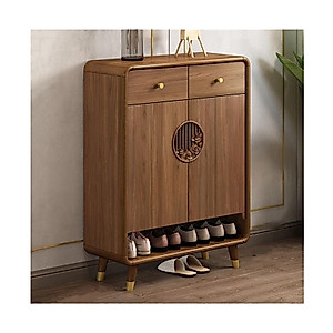 Shoe rack Chinese Style Shoe Cabinet with Wood Frame, Shoe Organizer with Doors and Drawer, Freestanding Shoe Storage Cabinet for Entryway Living Room Shoe Storage Organizer ( Size : 80x35x100cm )