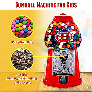 Gumball Machine for Kids 8.5" - Coin Operated Bubble Gum Machine and Toy Bank - Candy Machine Dispenser Includes 85 Gum Balls - Great Candy Dispenser Machine Gift Toys for Girls and Boys - 8.5" (Red)