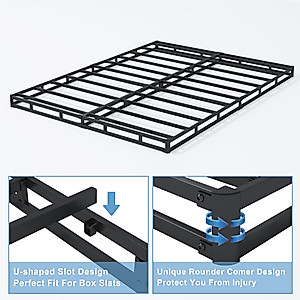 HOBINCHE Full Box Spring 3 Inch, Low Profile Box Spring for Full Bed, Heavy Duty Mattress Foundation,Metal Bed Base with Fabric Cover/Non-Slip/Easy Assembly