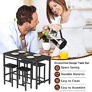 DKLGG Dining Table Set for 4/Bar Table Set, Kitchen Table with 4 Chairs for Living Room, Table and Chairs Dining Set 4 Piece Set for Bar, Pub, Apartment, Restaurant