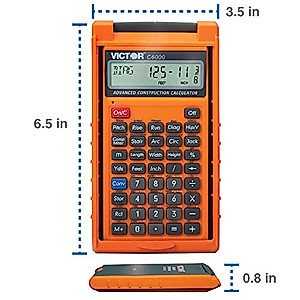 Victor C6000 Advanced Construction Calculator with Protective Case Displays in Fractional or Dimensional Forms Perfect for Carpenters, Renovators,Builders, Contractors, Estimators