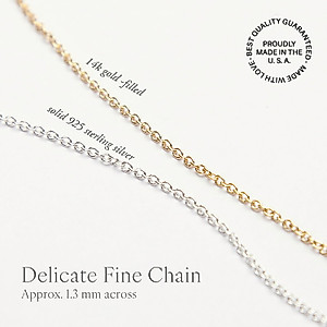 BENIQUE Dainty Thin Chain Choker Necklace for Women - 925 Sterling Silver, 14K Gold Filled 1 mm Cable Box Chain Durable Adjustable, Made in USA, 13"- 18" (Cable/S925/16)