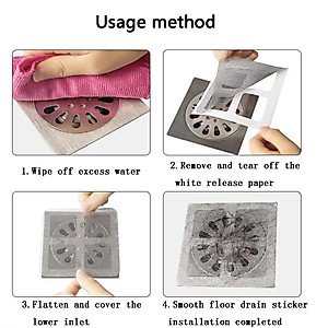 MICALOR Disposable Shower Drain Hair Catcher, 100 Pack, 4 x 4 inch Square Mesh Stickers Hair Catcher Shower Drain for Bathroom, Laundry, Bathtub, Kitchen, Sink