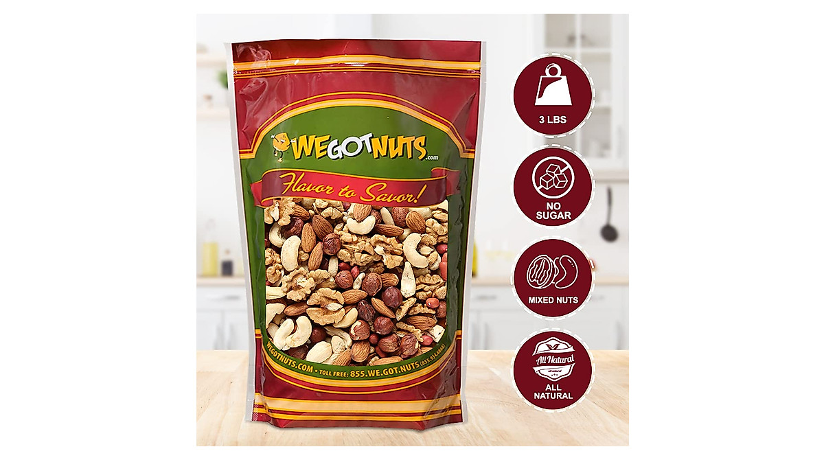 Premium Raw Unsalted Mixed Nuts - 3 lbs by We Got Nuts