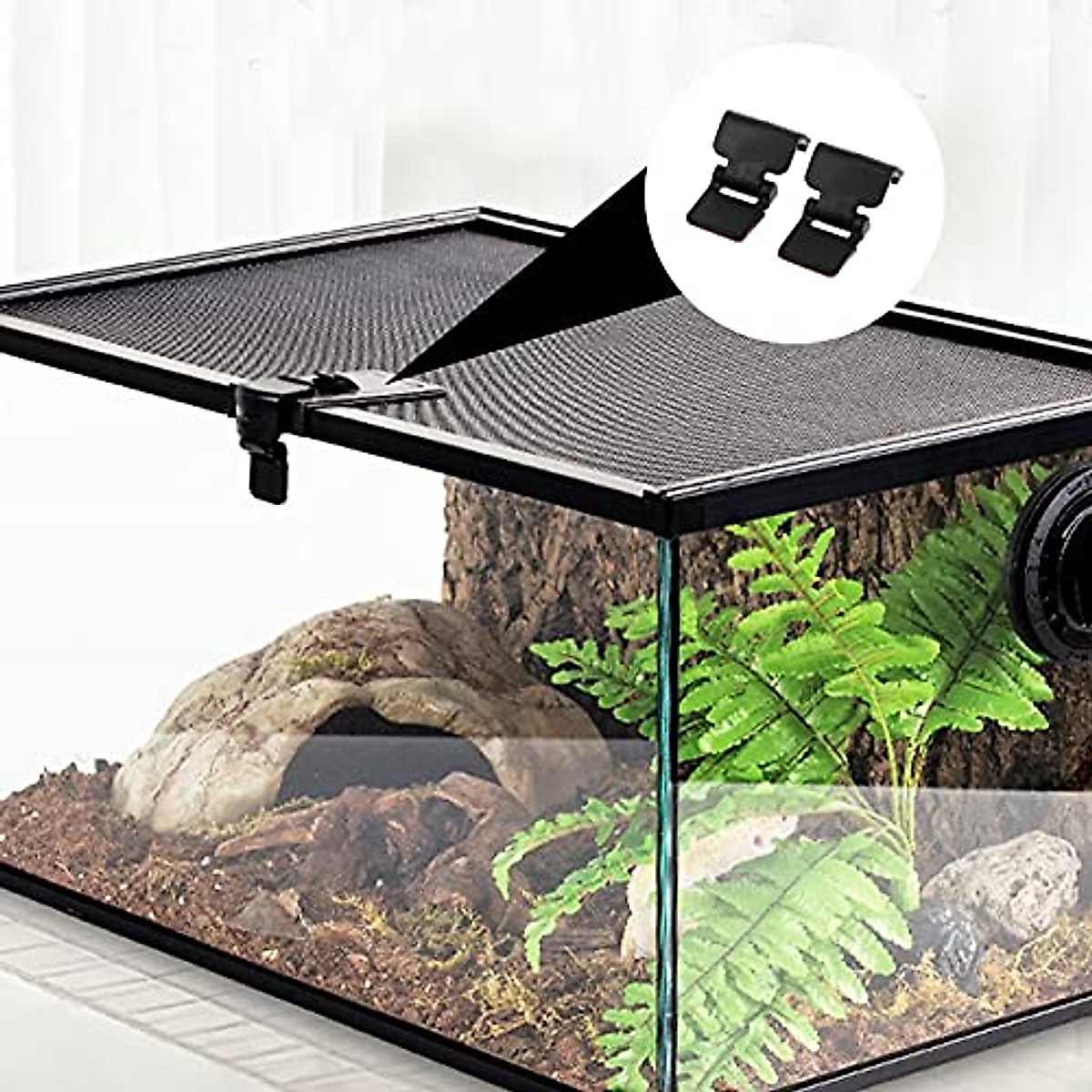 4pcs terrarium cover clips Terrarium Screen Cover Clip Fresh Air Non- Locking Screen Clips Anti- escape Feeding Tank Latch for Glass Turtle Terrarium reptile terrarium cover Parts aquarium cover clips