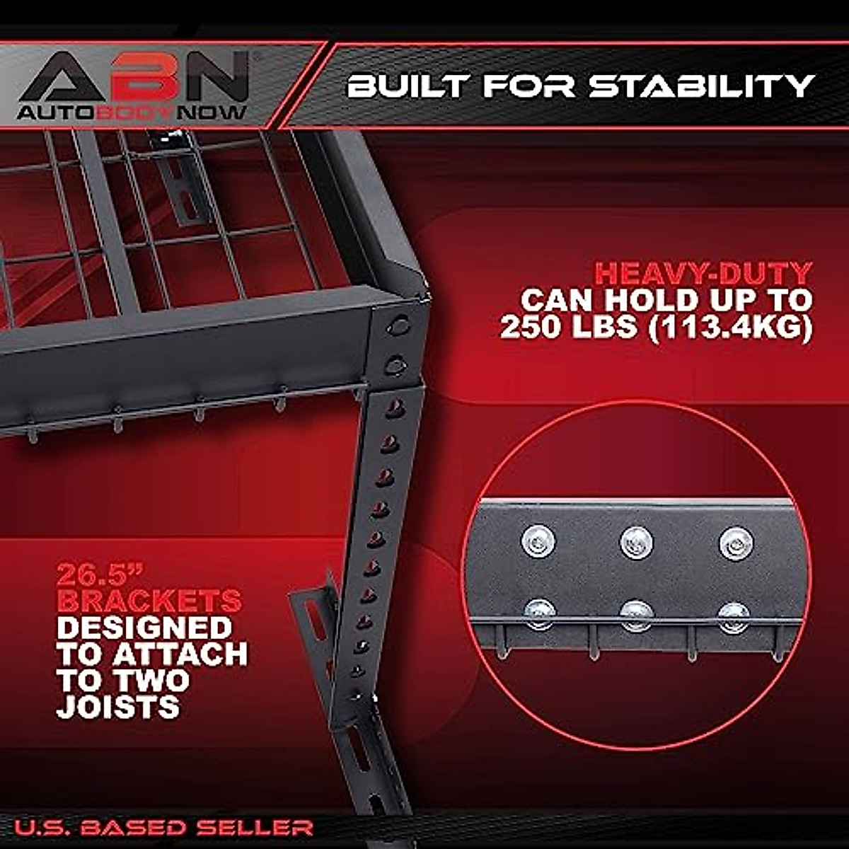 ABN Garage Shelving Ceiling Mounted Storage Racks - 4x4ft Ceiling Garage Storage System for Totes Decorations and More