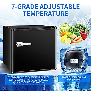 Antarctic Star Mini Upright Freezer -1.2 cu.ft Compact freezer with Removable Shelves and Adjustable Thermostat,perfect for Home/Kitchen/Office(Black)
