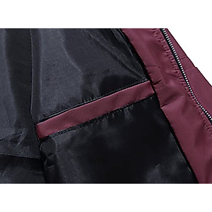 Ginsiom Bomber Jacket for Men,Slim Fit Lightweight Windproof Sportwear Jacket Casual Windbreaker (WineRed01,XL)