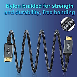 Twozoh Mini HDMI to HDMI Cable 3.3FT, High-Speed HDMI to Mini HDMI Braided Cord Support 3D 4K/60Hz 1080p 720p