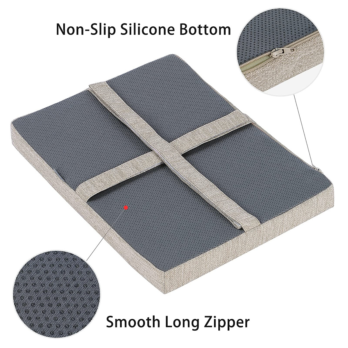 baibu Rectangle Bar Stool Cushions, Non-Slip Dining Chair Pads Kitchen Bench Stool Cushions with Machine Washable Cover - Only 1 Pad (Beige, 15.7×11.8×1.5in)