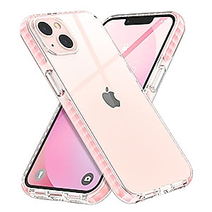 MILPROX Compatible for iPhone 13 Clear Case (2021), Crystal Transparent Cover Shockproof Protective Heavy Duty Bumper Shell Anti-Yellow Anti-Scratch for iPhone 13 6.1" 【2 Cameras】 2021-Pink