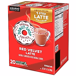 The Original Donut Shop One-Step Red Velvet Latte, Keurig Single Serve K-Cup Pods, 20 Count