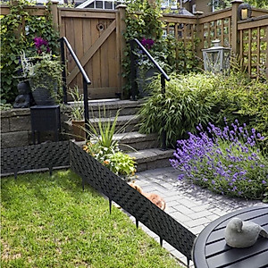 Lawn Edge Garden Fence, 6021cm Decorative Garden Wedding Fencings, 2Pcs Black Rattan Effect Edging Fence, Detachable Lawn Edge Fencing for Yard Garden Patio Backyard Décor