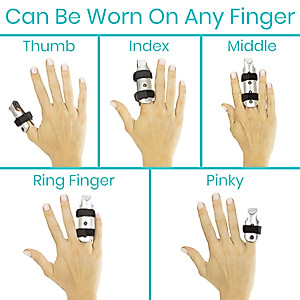Vive Finger Splints - Mallet Brace For Trigger, Middle, Pinky, Ring, Dislocated Thumb Support - Metal Aluminum Immobilizer with Foam (3 Count (Pack of 1))