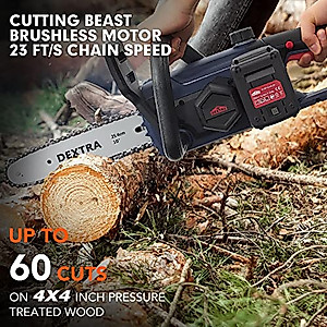 Dextra Cordless Chainsaw, Brushless 10-Inch Battery Chainsaw,Power Chain Saws for Trees Wood Garden Ranch Forest Cutting, Auto-Tension & Auto-Lubrication, 4.0Ah Battery and Charger Included