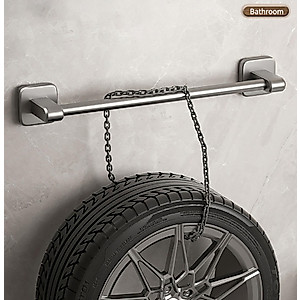 YIKANGHENG Towel Rack, 11.8 Inch No Punching Aluminium Towle Rod for Hanging of Towel and Shoes in Bathroom and Bedroom (Gray)