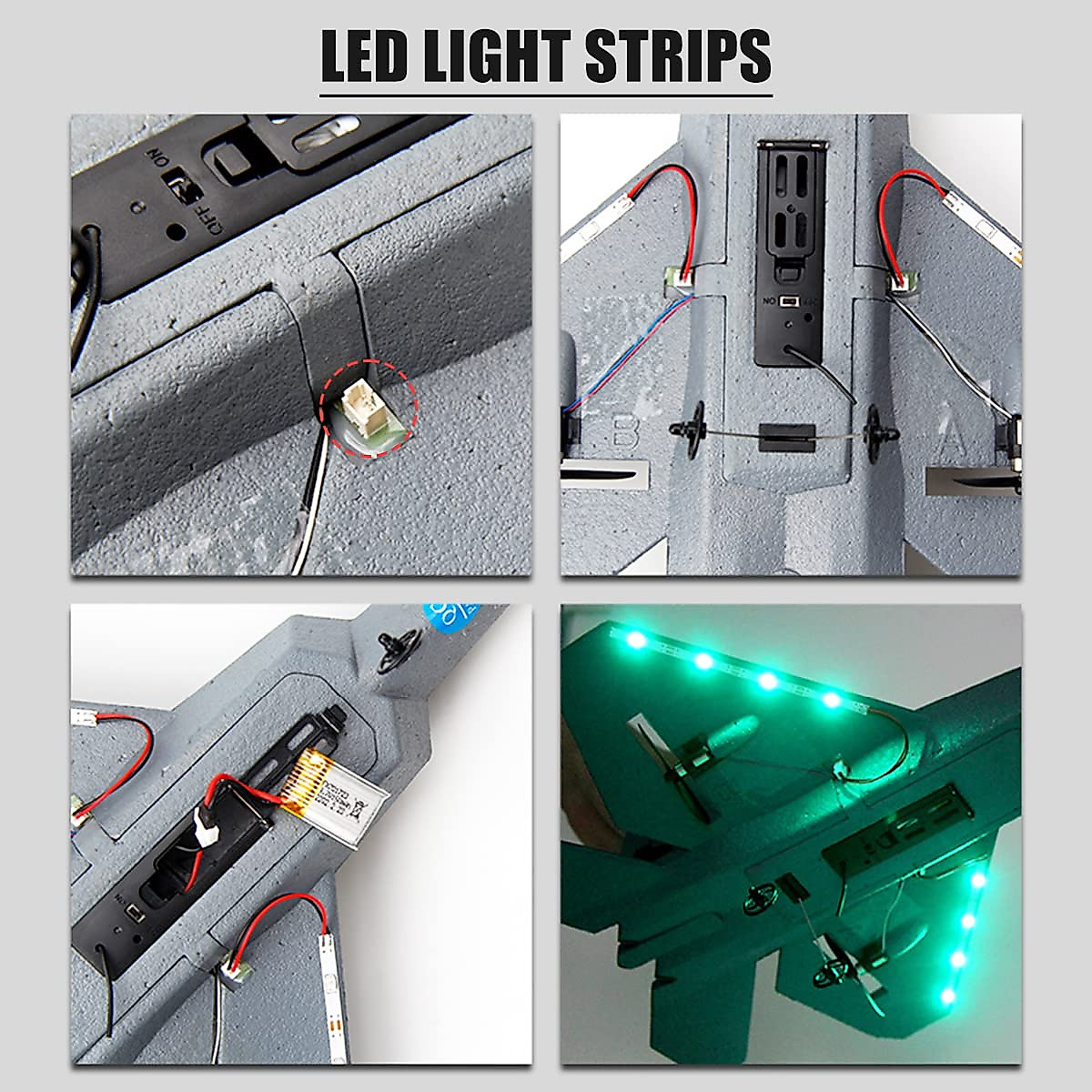 fisca RC Plane Remote Control F-22 Fighter Raptor Airplane with Lights, 2.4Ghz 2CH Foam Drone Ready to Fly Aircraft Toy for Kids and Adults