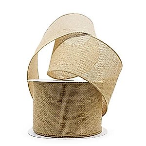 CT CRAFT LLC Burlap Wired Ribbon, 4inch x 20 Yards, Natural, Christmas, Home Decor, Gift Wrapping, Tree Topper Bow, Wreath, DIY Crafts