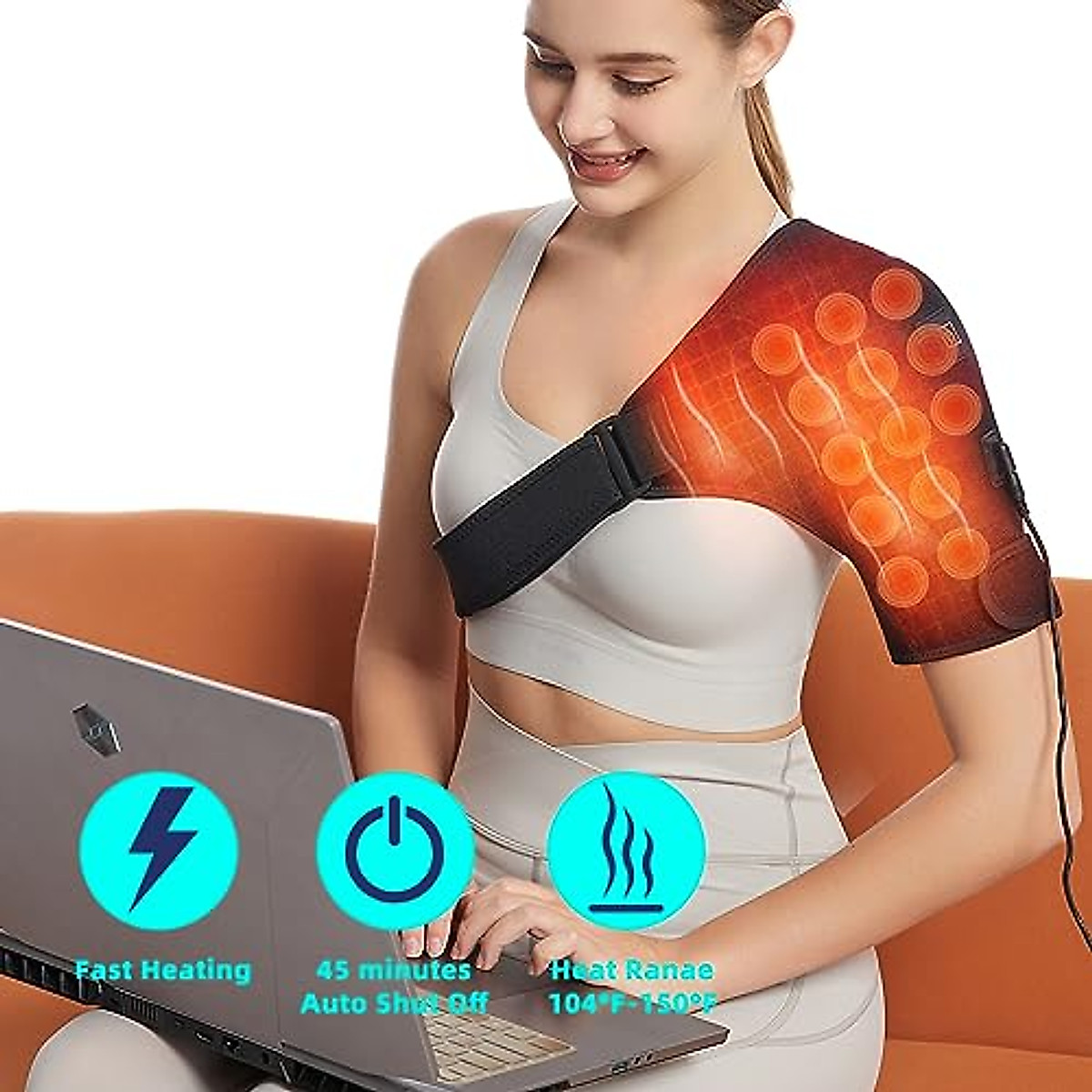 Shoulder Heating Pad,Jade Heated Shoulder Wrap for Rotator Cuff Pain 3 Adjustable Heat