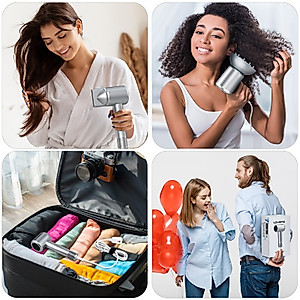 LOVEPS Hair Dryer with Diffuser, 110000 RPM Brushless Motor Ionic Blow Dryer, Portable Quiet Electric Hair Dryers Low Noise, Magnetic Nozzle, Fast Drying for Travel, Salon, Women Gifts - Silver