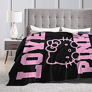 Lightweight Throw Blanket Ultra Soft Velvet Blanket Bed Blankets Quilt Durable Home Decor Blanket Sofa Blanket Carpet 50"x40" Cartoon Pink Kitty Cat (112)