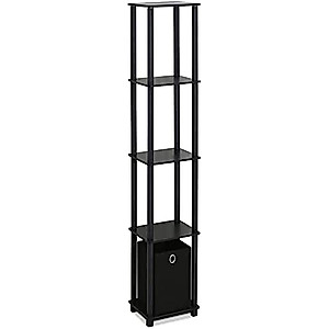 FURINNO Decorative Shelf With Bin, Black