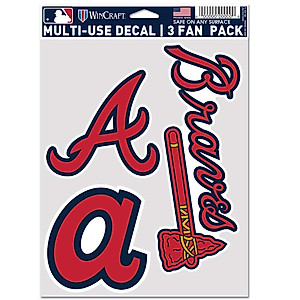 Wincraft MLB Atlanta Braves Decal Multi Use Fan 3 Pack, Team Colors, One Size