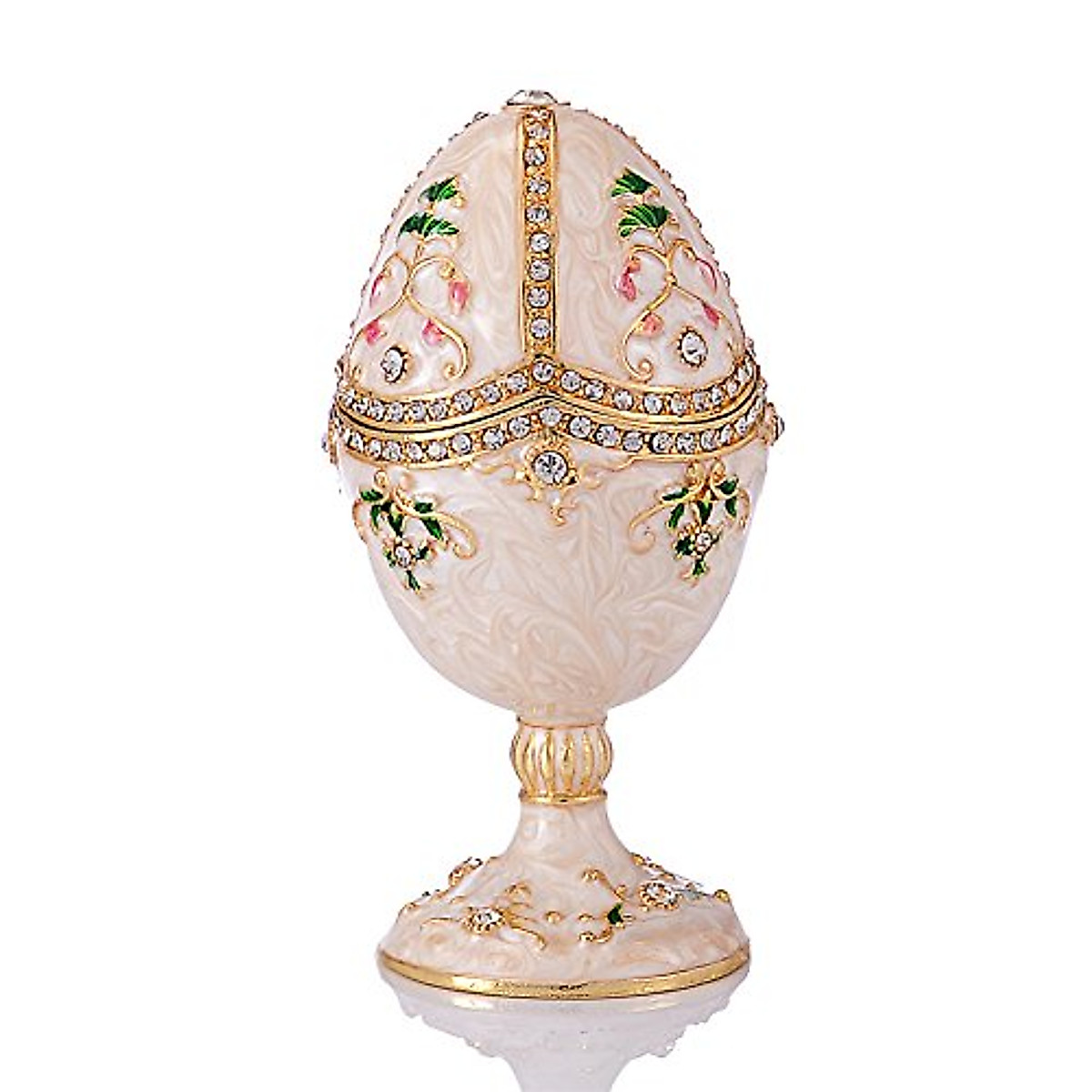 QIFU-Hand Painted Enameled Faberge Egg Style Decorative Hinged Jewelry Trinket Box Unique Gift For Home Decor …