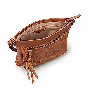 The Sak womens Sak Sanibel Leather Mini Crossbody, Tobacco Floral Embossed Ii, One Size US