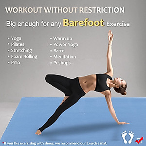 Gxmmat Large Yoga Mat 72"x 48"(6'x4') x 7mm for Pilates Stretching Home Gym Workout, Extra Thick Non Slip Anti-Tear Exercise Mat, Use Without Shoes