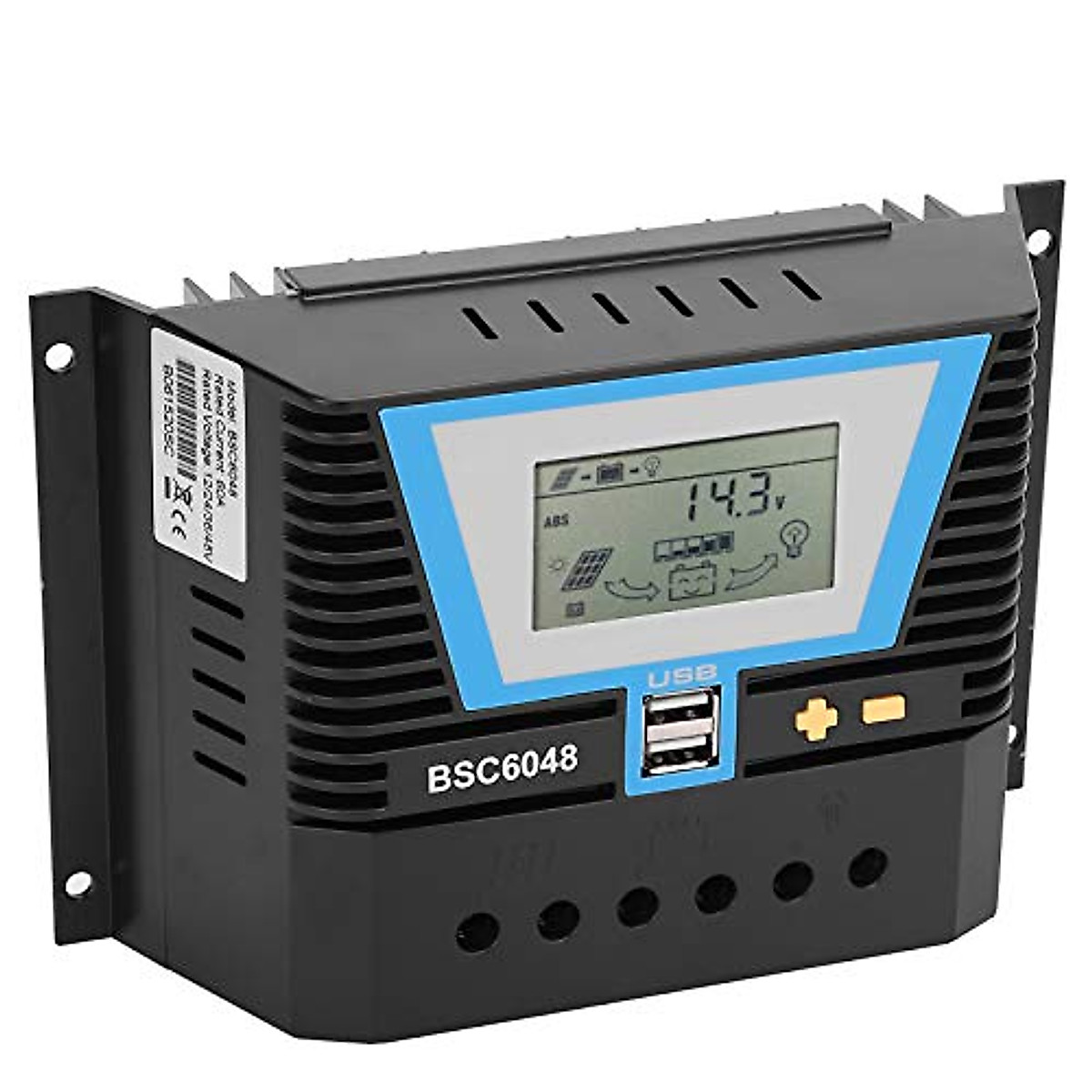 Walfront BSC6048 Solar Controller 12V/24V/36V/48V 60A Multifunctional Solar Controller Panel for Variety Batteries