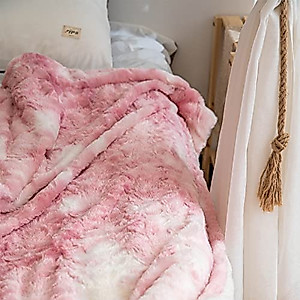 Super Soft Plush Throw Blanket, Tie Dye Cozy Fuzzy Blankets 60x80 inches,Fluffy Sherpa Warm Microfiber Fleece Colorful Throws Blanket for Chair,Couch,Bed Pink Purple