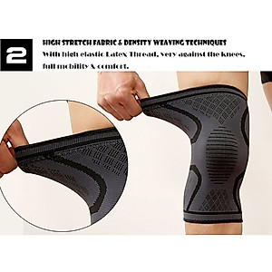 Athletics Knee Compression Sleeve Brace Support NatureT Cushioning Silicone for Running, Jogging, Sports, Joint Pain Relief, Arthritis and Injury Recovery-Single Wrap