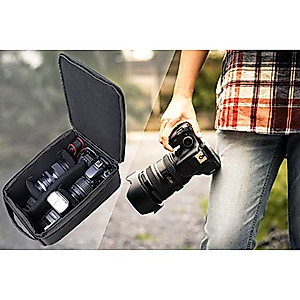AYVANBER Roomy Camera Protective Bag Insert Waterproof Lens Pouch Shockproof DSLR SLR Carrying Case with Thicken Partition Padded Liner for Sony Canon Nikon Camera Flash Light & Accessories